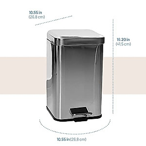 AWENN - Kitchen Garbage Trash Can with Lid and Pedal - Touchless Round Shape Waste Bin - Stainless Steel Dustbin with Removable Inner Bucket for and Outdoors – Gray (5.3 Gallon – 20 Liters)