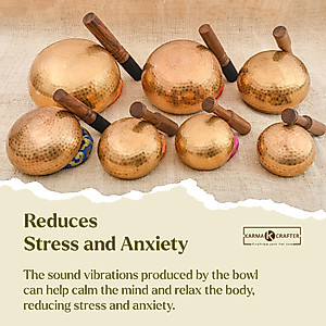 Karma Crafter Tibetan Singing Bowl Set Handcrafted in Nepal - 7 Chakra Bowl for Sound Bath, Meditation, Yoga, Mindfulness and Healing