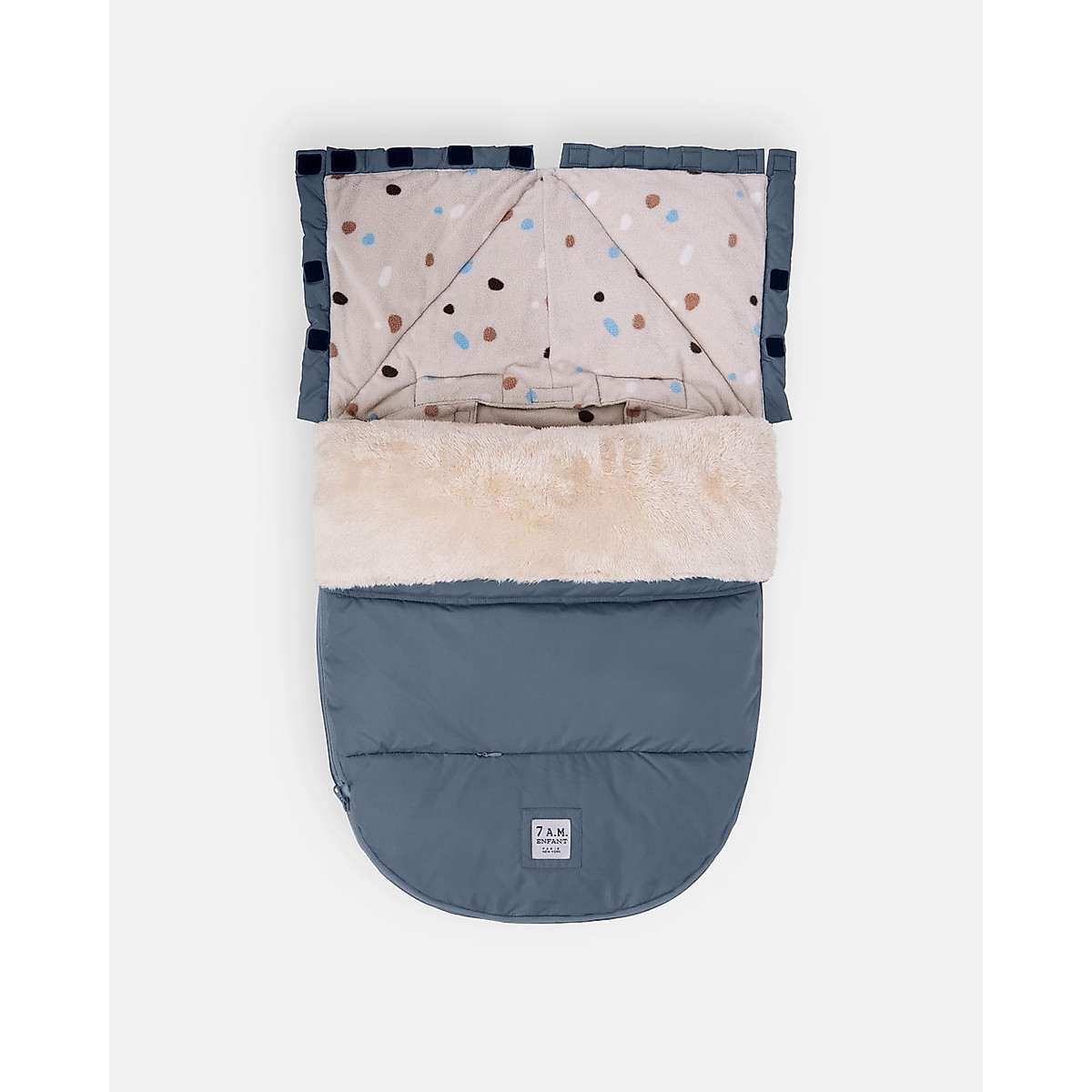 7AM Enfant Universal Stroller Footmuff - Water Repellent Winter Bunting Bag for Strollers & Car Seats, Soft Micro-Fleece & Plush Lined Stroller Footmuff | Ash Blue, Print Pebbles