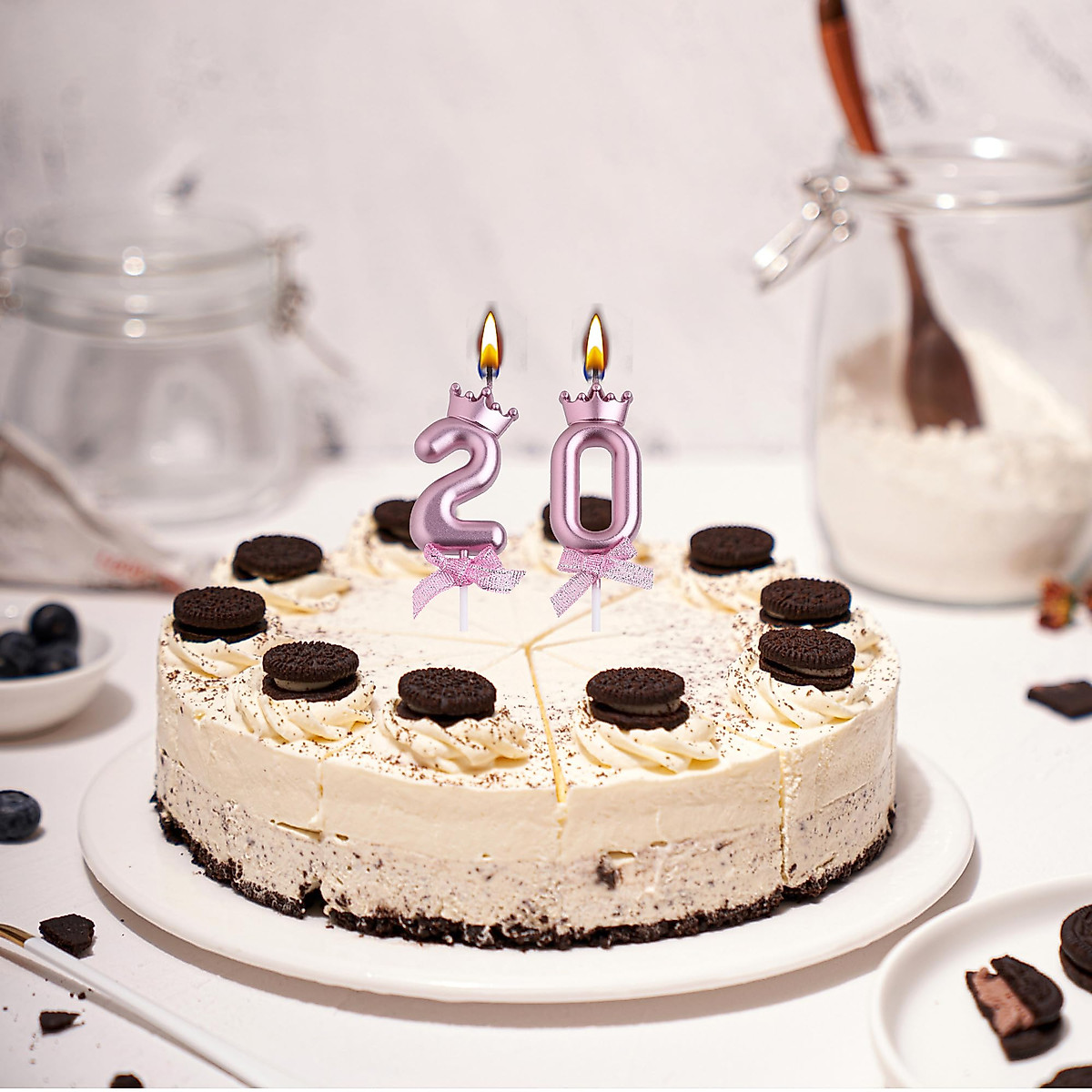 VSHILI 20th Birthday Candles, Rose Gold 20 Year Old Number Birthday Candles for Men Women, Happy Birthday Party Cake Topper Decoration Gifts for 20th Wedding Anniversary Celebration