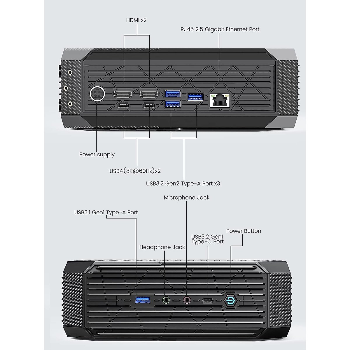 MINISFORUM Neptune Series HX77G Mini PC AMD Ryzen 7 7735HS Desktop Computer, DDR5 32GB RAM+1TB SSD, 2X HDMI & 2X USB4 Quad Outputs, AMD Radeon RX 6600M Discrete Graphics Small PC