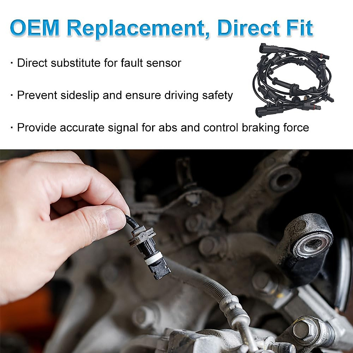 WMPHE 2 Pcs ABS Wheel Speed Sensor Compatible with Jeep Wrangler 3.6L 3.8L 2007 2008 2009 2010 2011 2012 2013 2014 2015 2016 2017, Replacement for 68003281AC 68003281AA, Front Left & Right ABS Sensors