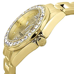 Invicta Women's 15252 Pro Diver Gold Dial Crystal Accented 18k Ion-Plated Stainless Steel Watch