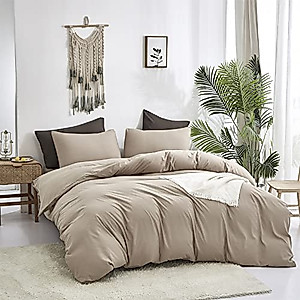 Cottonight Cream Coffee Comforter Set Queen Khaki Bedding Comforter Set Full Dark Champagne Solid Blanket Quilts Cream Khaki Modern Soft Breathable Taupe 3 Piece Light Coffee Bedding Set For Queen Bed