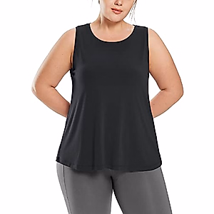 BALEAF Women's Plus Size Workout Tank Tops Loose Fit Sleeveless Athetic Running Exercise Shirts Black XL