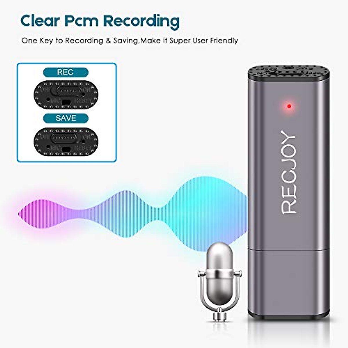 16GB Mini Voice Recorder for Lectures Meetings - EVIDA RECJOY 72Hours Digital USB Voice Recorder Recording Device Audio Recorder Rechargeable
