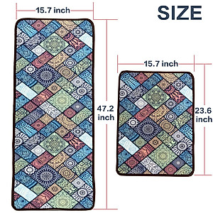 LEEBEI Kitchen Rugs Floor Mat Kitchen Mats Set Non-Slip Washable,Indoor Doormats Area Rugs for Kitchen Bedroom Bathroom Carpet (15.7×23.6 inch +15.7×47.2 inch, New-Bosi)