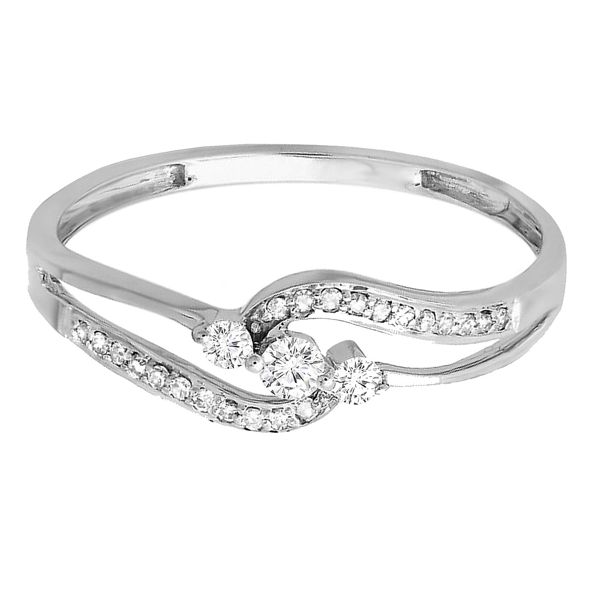 Dazzlingrock Collection 0.20 Carat (Cttw) Round White Diamond Women 3 stone Promise Ring 1/5 CT, 10K White Gold, Size 6.5