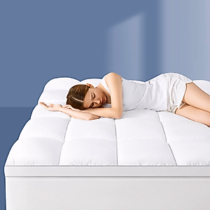 REDASW Mattress Pad Queen Size,Extra Thick Cooling Mattress Cover,Mattress Topper with 8-21" Deep Pocket,Mattress Pad Cover Cotton Top,White, 60x80 Inches