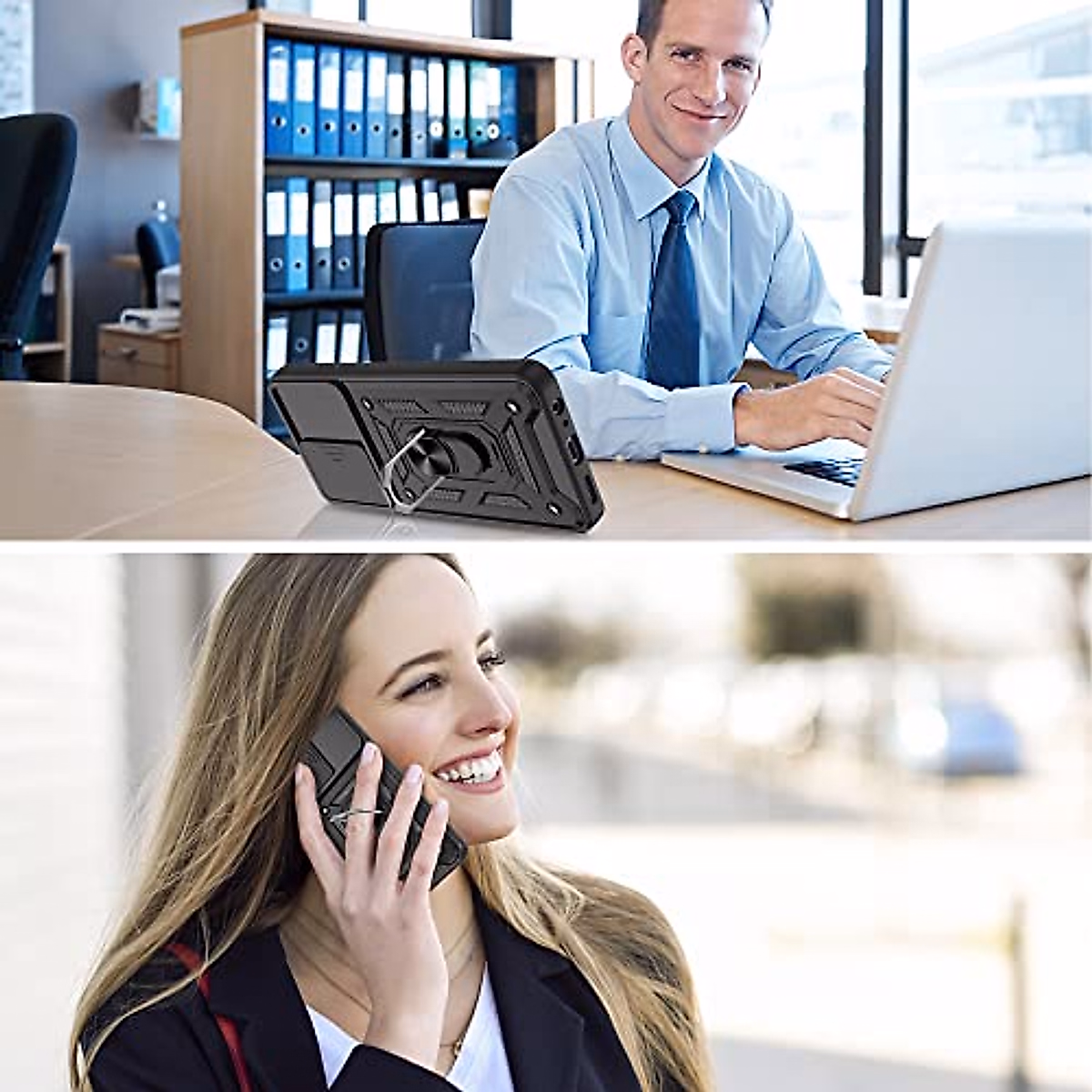 for Motorola G 5G 2022 Case[𝗡𝗼𝘁 𝗠𝗼𝘁𝗼 𝗚 𝗦𝘁𝘆𝗹𝘂𝘀 ], with HD Screen Protector,360° Ring Kickstand[Military Grade]Shockproof Protective,Black