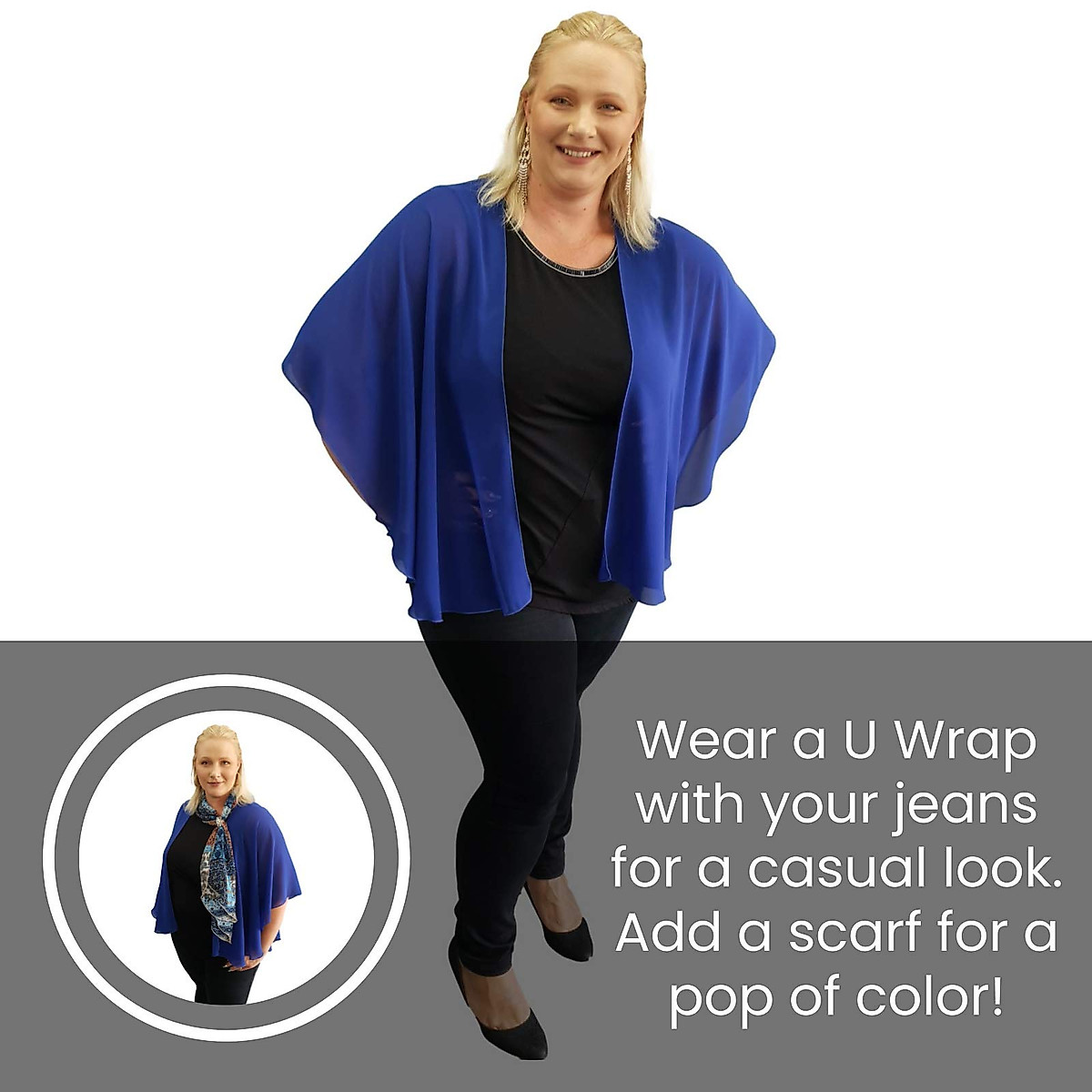 Womens Evening Dress Shawl Wrap and Rose Gold Ring Set - Sheer Chiffon Cape