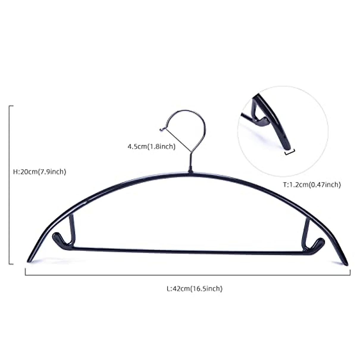 Nature-Smile 20 Pack Non Slip Suit Hanger,Coat Jacket Hangers,Sweater Hangers,PVC Coating Metal Hangers for Pants,Shawls,Belts,Bras - Dimple & Crease Free T Shirt Hangers,Black Color…