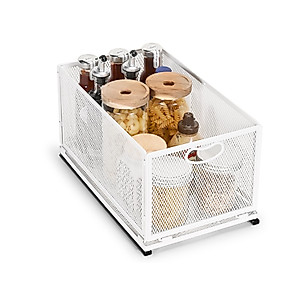 StorageWorks Pull Out Cabinet Organizer, Under Sink Organizers and Storage Rack, Slide Out Cabinet Drawers for Bathroom, Pantry, Kitchen, White