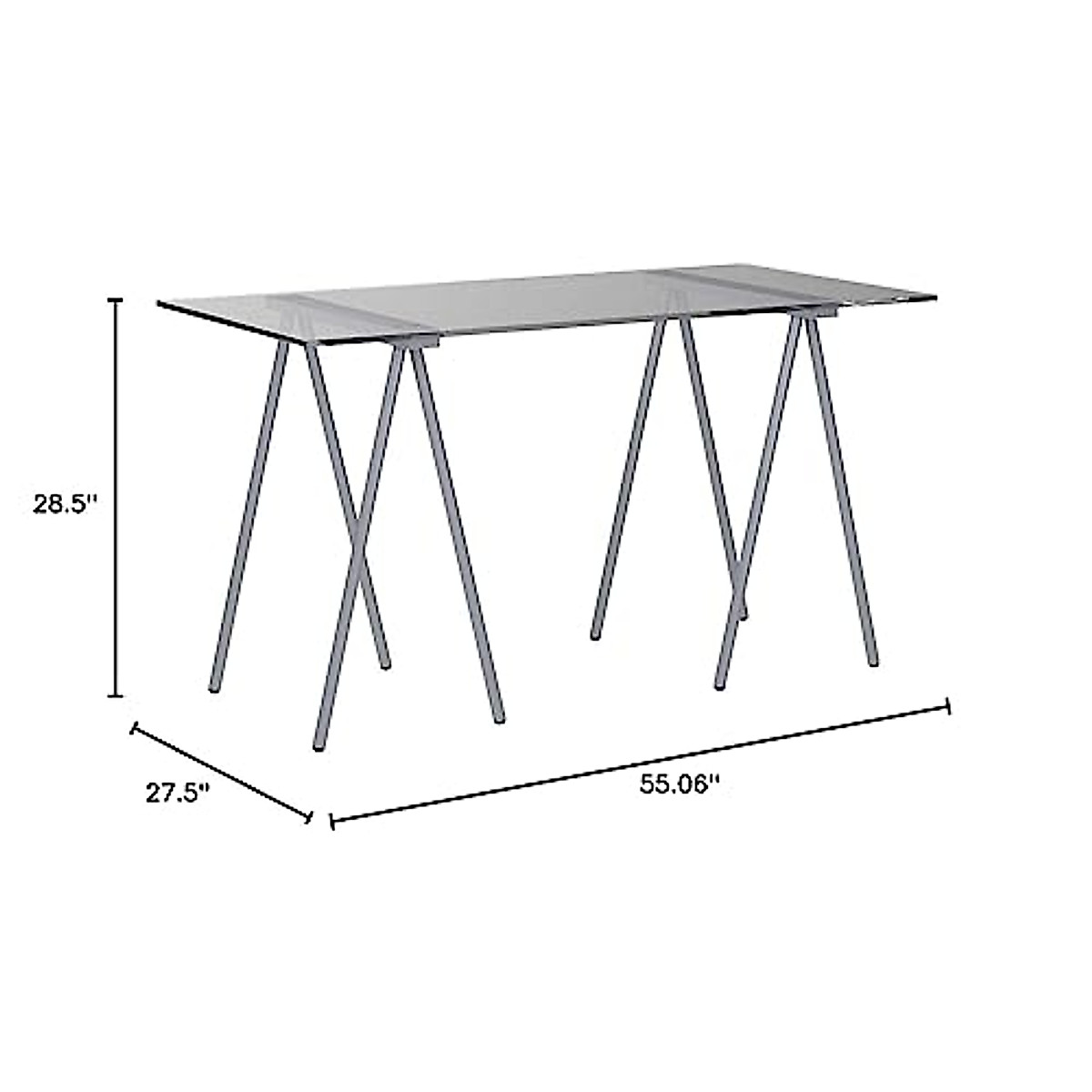 Flash Furniture Glass Computer Desk with Silver Metal Frame