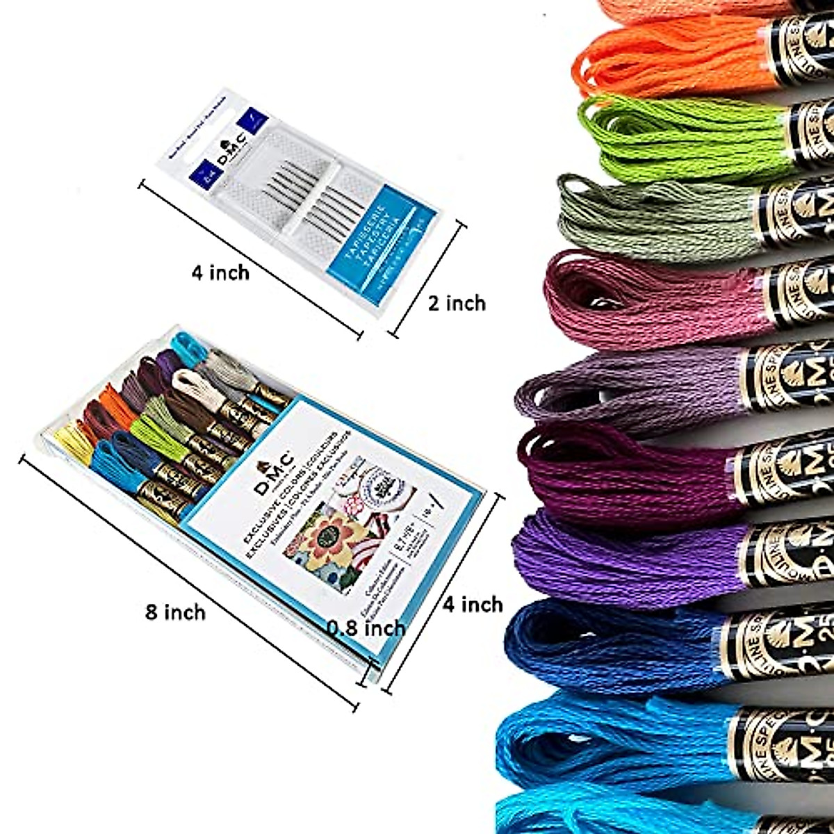 DMC Embroidery Floss, DMC Embroidery Thread Pack,Exclusive Colors,Kit Bundle with Cross Stitch Hand Embroidery Needles Size 24.Premium Supplies for Embroidery String,Yarn Set,DMC Cross Stitch Threads