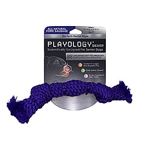 Playology Dri-Tech Pork Sausage Scent Dental Rope Dog Toy, Small
