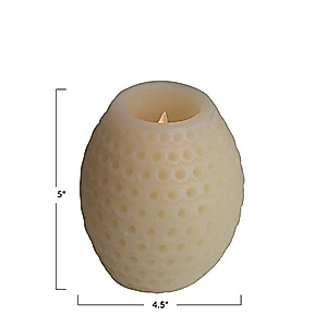 Creative Co-Op Pillar Embossed Faux Melted Wax, Ivory LED Candle