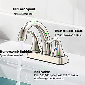 Vetta Bathroom Faucets - 2 Handle 3 Hole Centerset Brushed Nickel RV Bathroom Sink Faucet (Nickel)