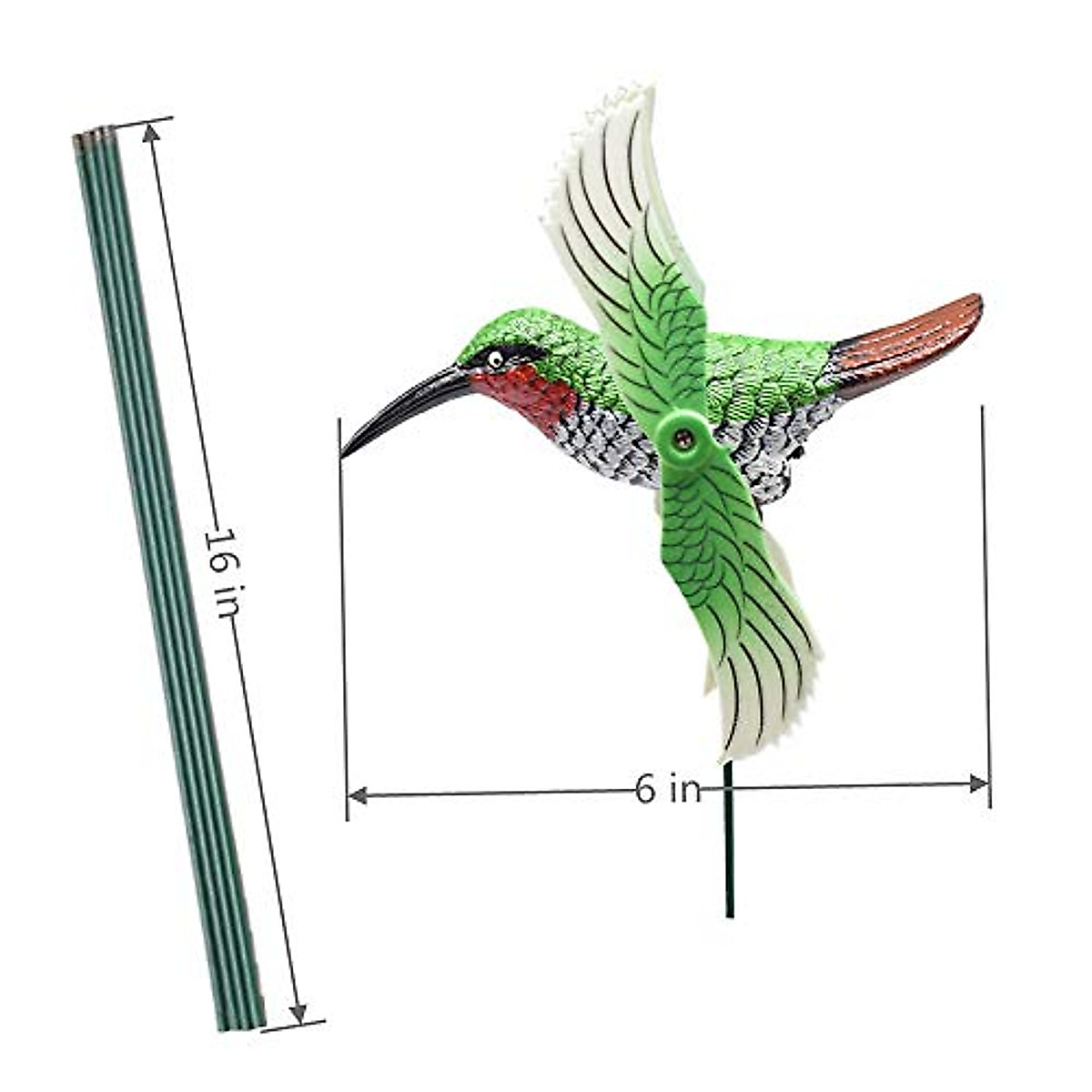 UOUDIO 4Pcs Hummingbird Garden Decor Stakes with Windmill, Durable Garden Ornaments Outdoor Decorations for Patio Lawn Yard