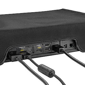 eXtremeRate Black Horizontal Dust Cover for Xbox One Console Custom Designed Double Layer Soft Neat Lining Waterproof Dustproof Precision Cut Easy Access Cable Port