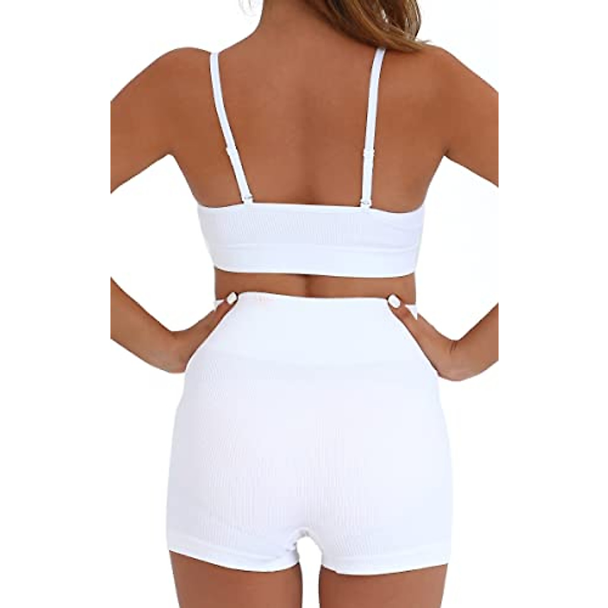 AKAMC Women's Rib-Knit Camisole Sports Bra Athletic Bras for Women Adjustable Straps Yoga Bras,3X-Large