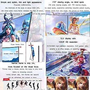 YILANJUN Monitor, Display, 24/27/28/32 Inch Curved/Straight Screen 60/75/144/240 Hz White/Black-red/Black (Multiple Specifications), for Internet Cafes, Living Rooms, Offices