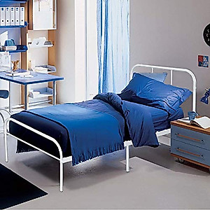 Voilamart Kids Twin Bed with Storage,Twin Metal Bed Frames with Headboard and Footboard, White Metal Platform No Box Spring Needed for Kids