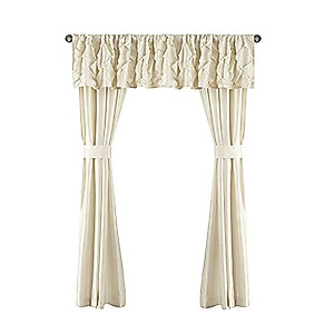 Madison Park Essentials Room in a Bag Faux Silk Comforter Set - Luxe Diamond Tufting All Season Bedding, Matching Curtains, Decorative Pillows, Ivory Queen(90"x90") 24 Piece