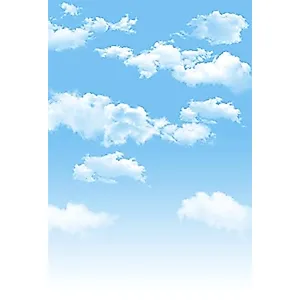 AOFOTO 3x5ft Blue Sky Backdrops White Clouds Photo Shoot Background Photography Studio Props Digital Video Drop Baby Infant Kid Newborn Toddler Artistic Portrait