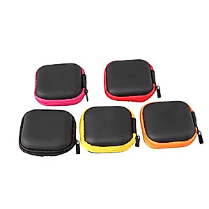 SOLUSTRE Headset 5 pcs Square Sundries Cable Organizer Color Charger Zipper for Storage Assorted Earphone USB Carrying Bags Portable Pouch Case Headphone