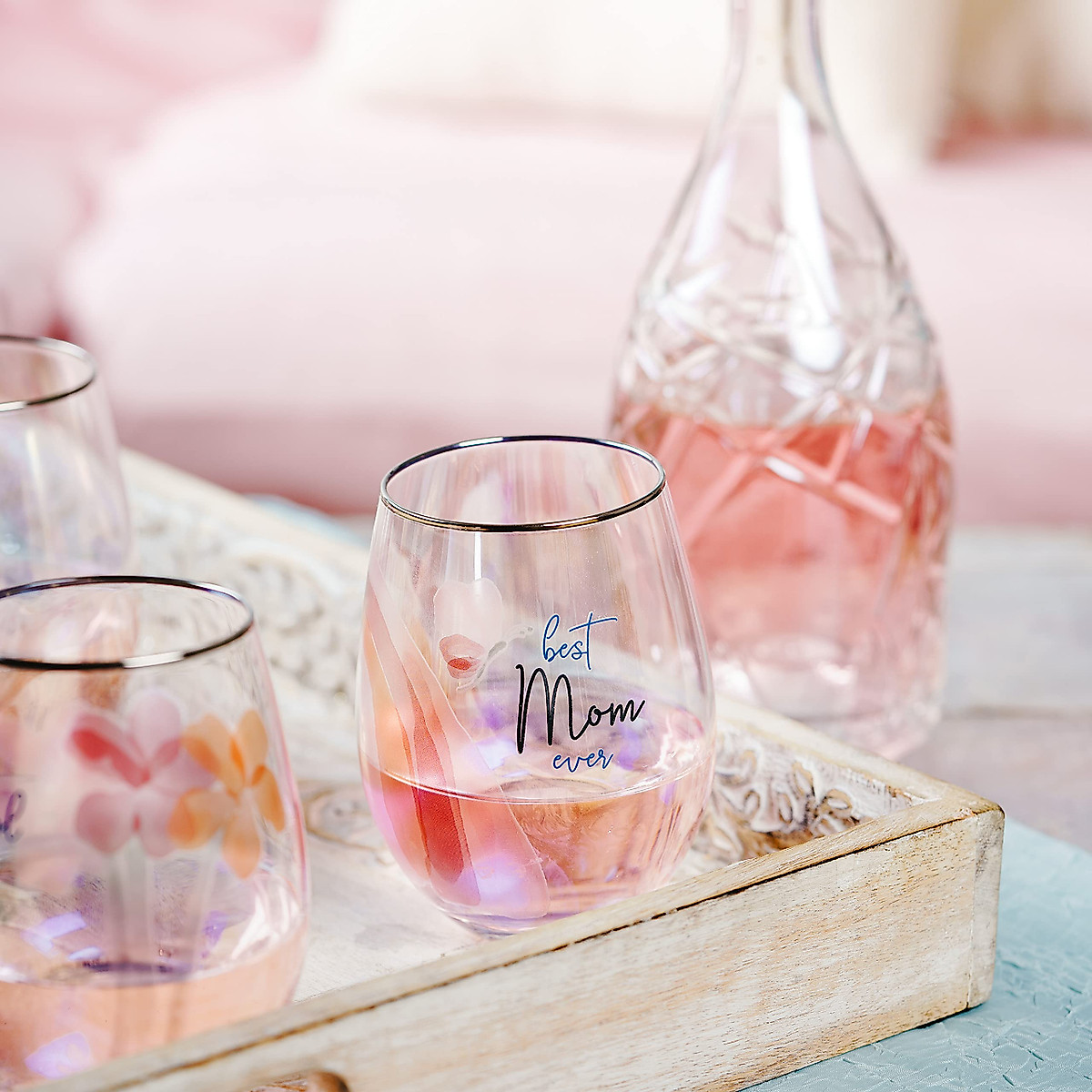 Pavilion - 18 oz Iridescent Stemless Wine Glass - Best Mom Ever