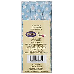 Wrights Extra Wide 1/2 Inch Double Fold Bias Tape for Quilting and Sewing, 27 Total Yards, White/Blue 9 Piece