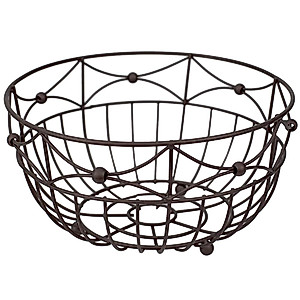 Home Basics Arbor Collection Round Steel, Fruit Basket, Vegetables, Bread Bowl, Dining Room, Kitchen, Bronze