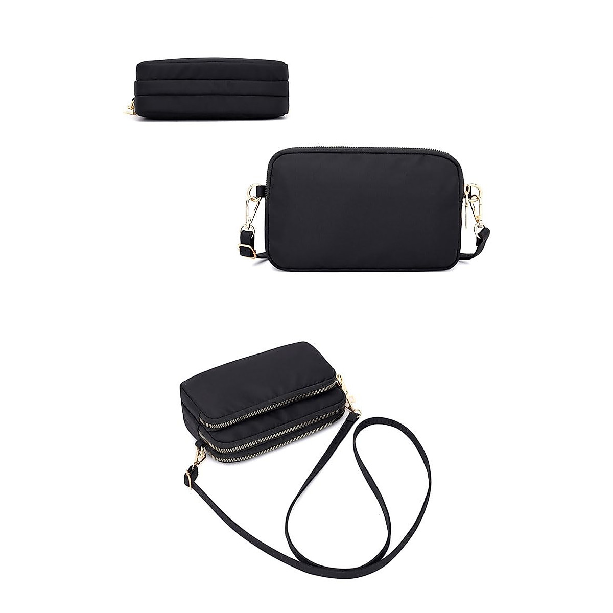 Nylon Small Women Crossover Body Phone Purse Bag Wristlet Clutch Wallet Handbag for Samsung Galaxy S20 Ultra, S20 FE 5G, A11 A21 A51 A71 A10S A20S A21S A20, Note 20 10 9,S10 Lite S10 Plus (Black)