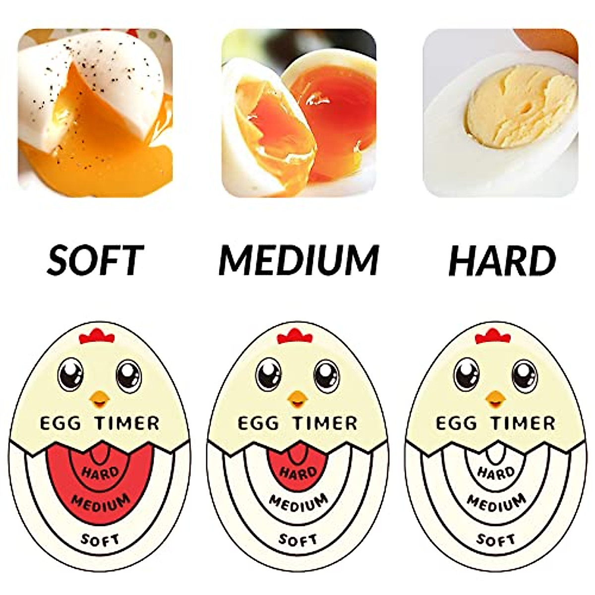 Lasubst Egg Timer for Boiling Eggs Soft Hard Boiled Egg Timer That Changes Color When Done,Red