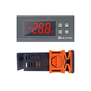 KETOTEK Digital Temperature Controller AC110V 10A Fahrenheit Thermostat with 2m Waterproof Sensor 2 Relays Heating Cooling Incubator