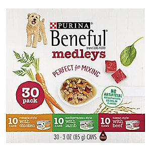 Purina Beneful Wet Dog Food Variety Pack, Medleys Tuscan, Romana & Mediterranean Style - (30) 3 oz. Cans