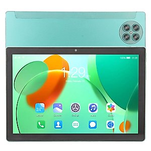 10.1 Inch 2 in 1 Tablet, 8GB RAM 256GB ROM, 5G WiFi, FHD Tablet with Keyboard, Supports 4G Network, Green (US Plug)