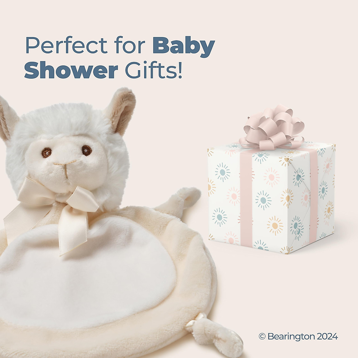 Bearington Baby Wee Alma, 8 x 7 Inch Small Llama Stuffed Animal, Nursery Decor, Security Blanket Lovey for Babies