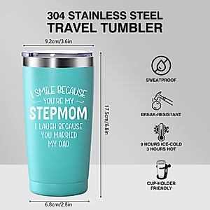 WOELIVE Stepmom Gifts - Best Stepmom Ever Stainless Steel Coffee Mug Tumbler with Lid - Birthday Gift for Bonus Mom, Christmas Gifts for Stepmom, 20oz Insulated Stepmom Tumbler