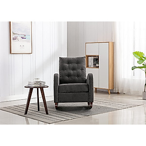 Rocking Chair Modern,Upholstered Glider Rocker Chair for Nursery,Comfy Armchair with Side Pocket for Living Room (Dark Grey)