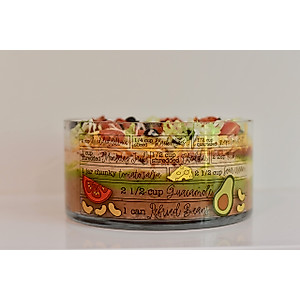 Mud Pie Glass Ingredients Bowl Set, 7 Layer Dip, bowl4 x 8" dia | spoon 6"