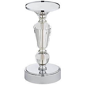 Alix Chrome and Crystal Pillar Candle Holders Set of 3 - Dahlia Studios