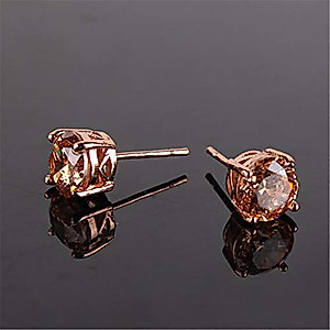 GULICX Rose Gold Tone Yellow Crystal Royal Journey Jewelry Eternity Stud Earring