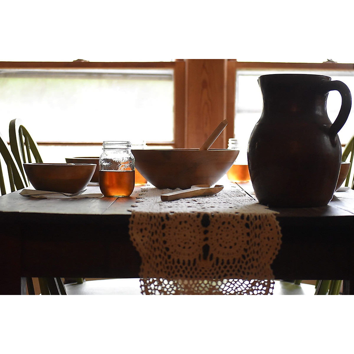 Fairwood Way Wooden Salad Bowl and Four 7 Inch Dinner Salad Bowls