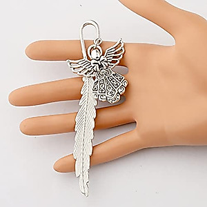 WSNANG Metal Bookmark Angel Gifts Metal Feather Bookmark Reading Lovers Gifts for Religious Gifts (Angel)