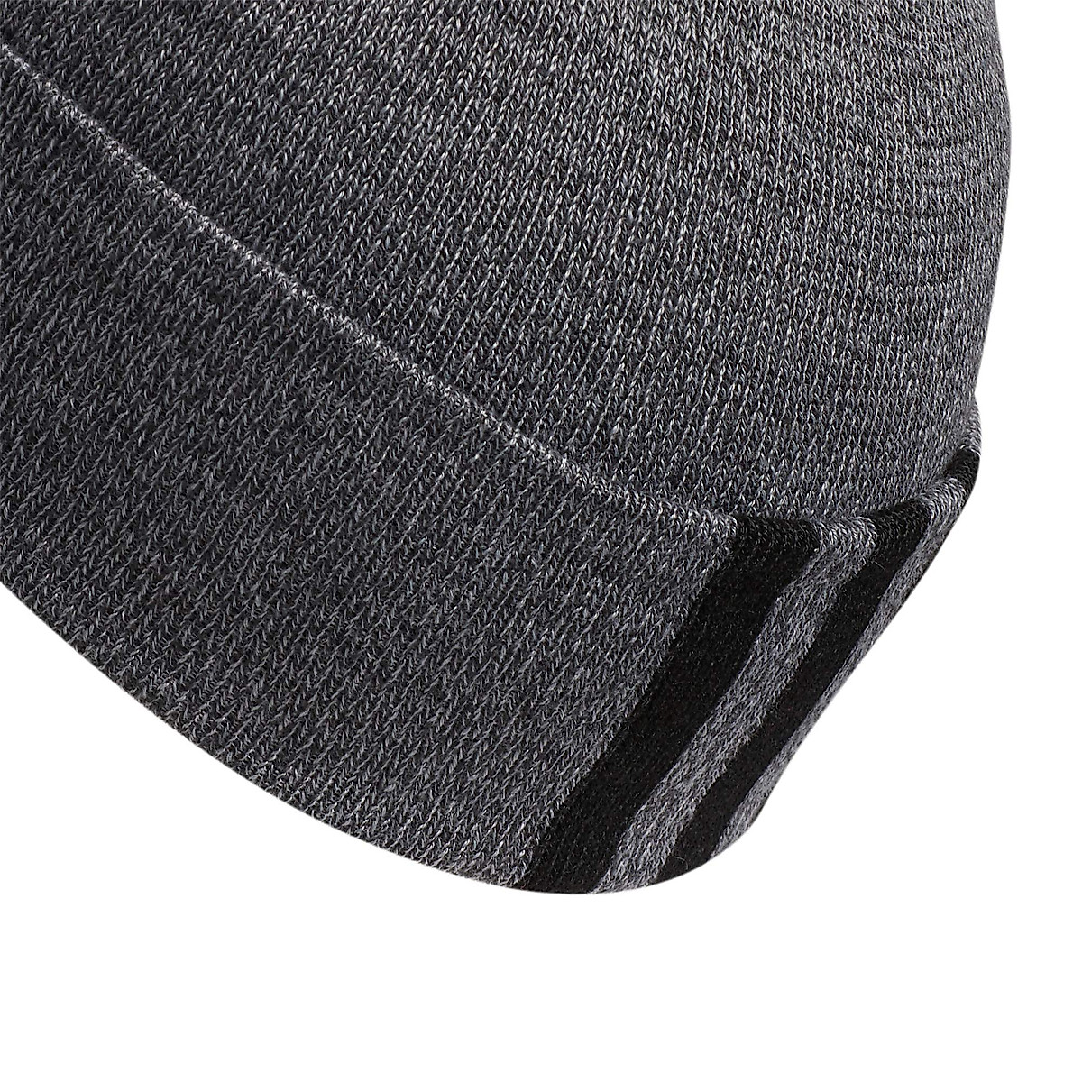 adidas Men's Amplifier Fold Beanie, Carbon-Grey Twist/Black/White F21, One Size