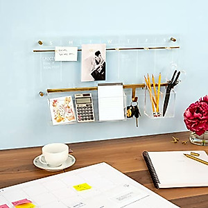 russell+hazel Acrylic Magnetic Memo Wall Strip, Wall Organization and Decoration, Rose Gold, 24” L, Includes 6 Magnets (51178)