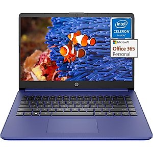 HP 2023 Newest 14 Inch Laptop Students Business, Intel Quad-Core Processor, 8GB RAM, 192GB Storage(64GB eMMC+128GB Micro SD), 12H Battery Life, Webcam, HDMI, WiFi, Win 11 S, Bundle with JAWFOAL