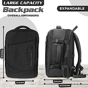 PACK GO & EXPLORE Travel Backpack, Personal Item Bag for Airlines, Travel Backpack for Women, Carry On Backpack, Laptop Backpack, Travel Backpack for Men, 18x14x8 inches Travel Bag (Black)